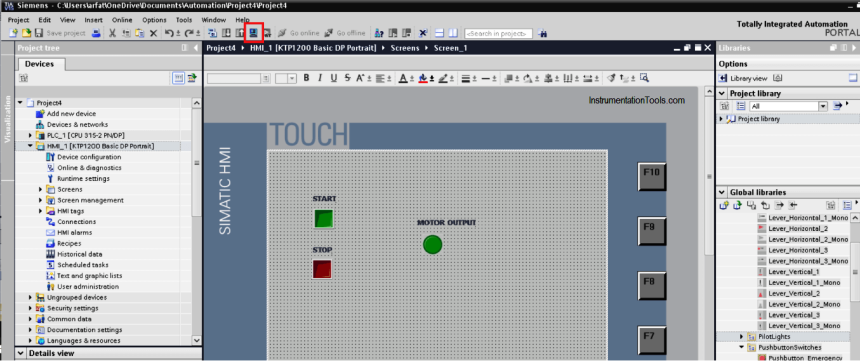 Configuration of Input and Output Tags in Siemens Scada and PLC