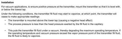 Remote Diaphragm Seal Transmitter for Vacuum Application