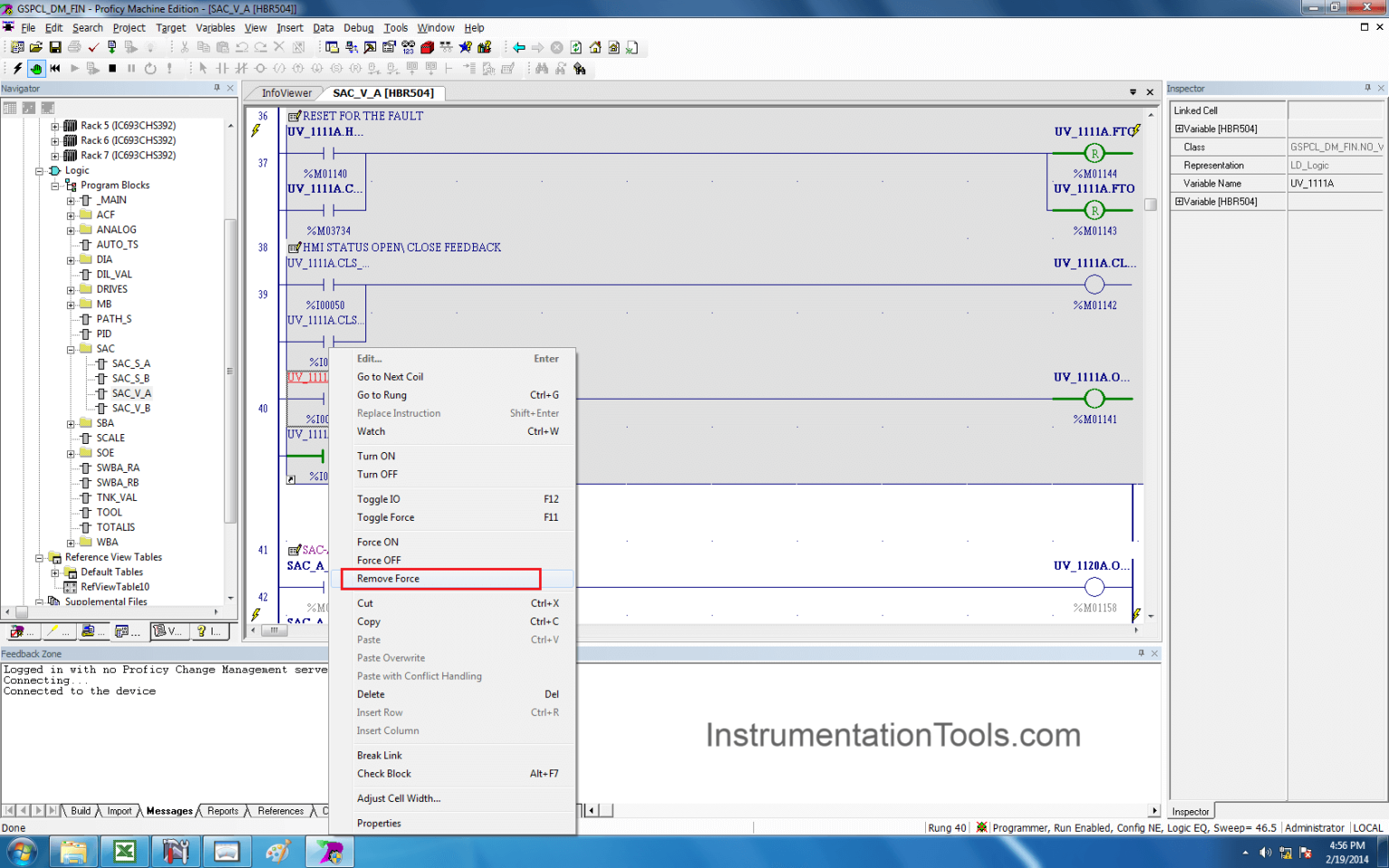 How to do FORCE in GE PLC Proficy Machine Edition?