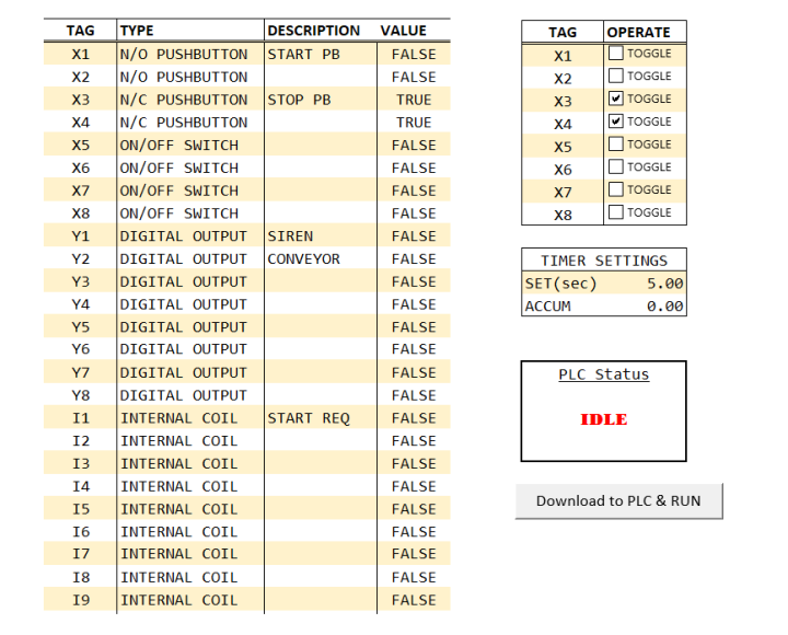 Free Download PLC Simulator using Excel - Inst Tools