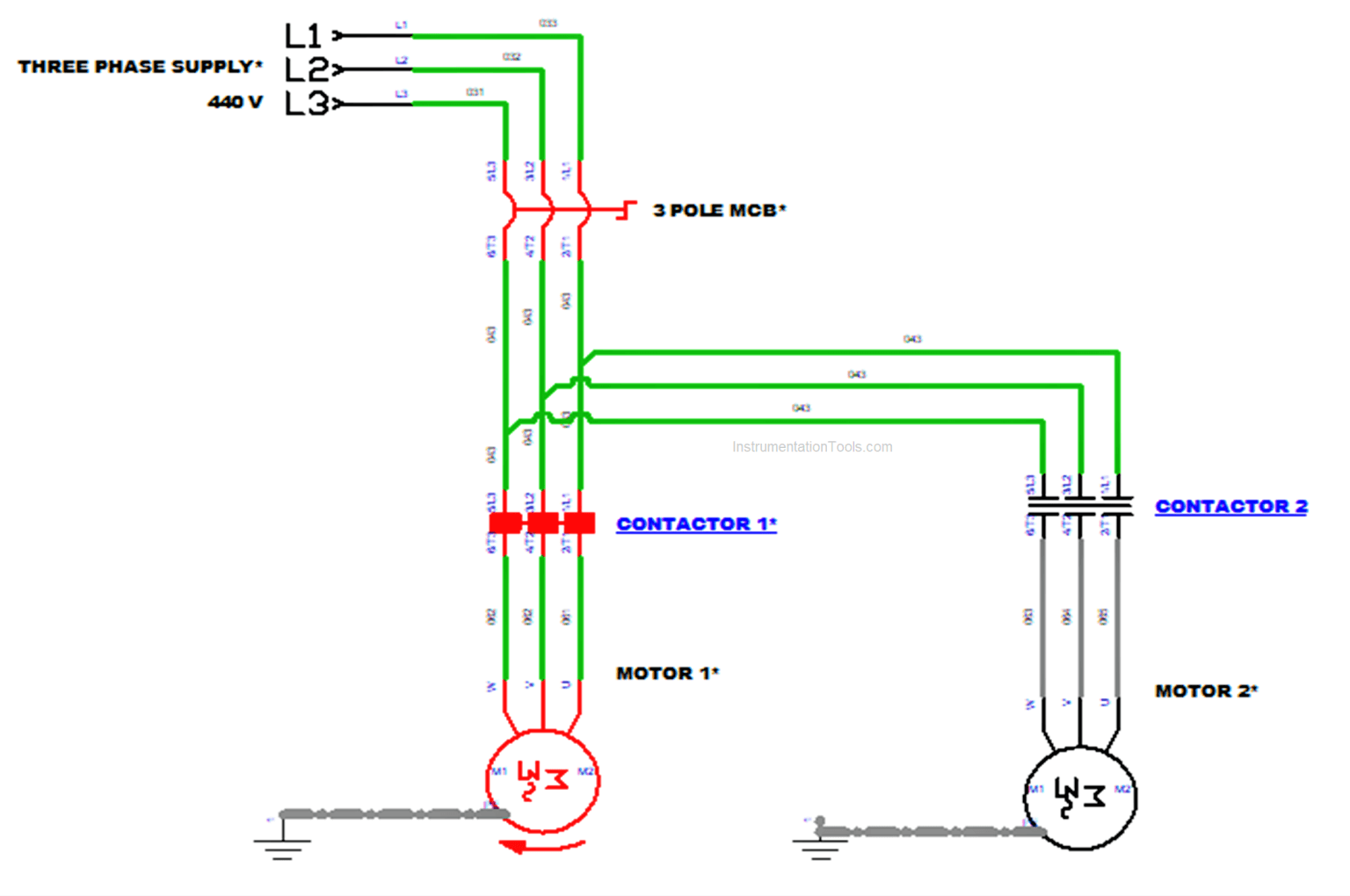 Control Two Motors in Sequence after Time Delay - Circuit, Operation Control Two Motors in Sequence after Time Delay - Circuit, Operation