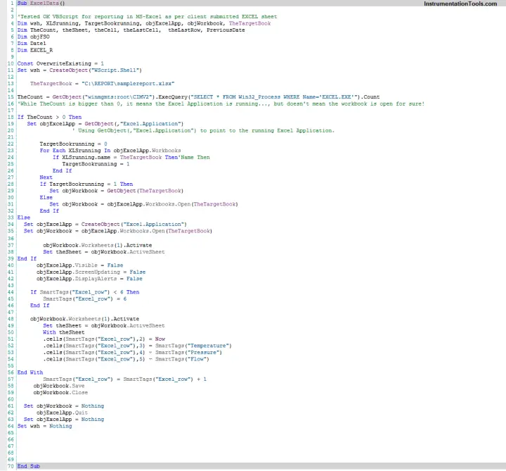 Export Data From Wincc Runtime Advanced Into Excel Using Vb Script