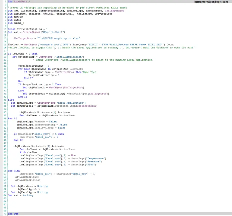 Export Data From Wincc Runtime Advanced Into Excel Using Vb Script