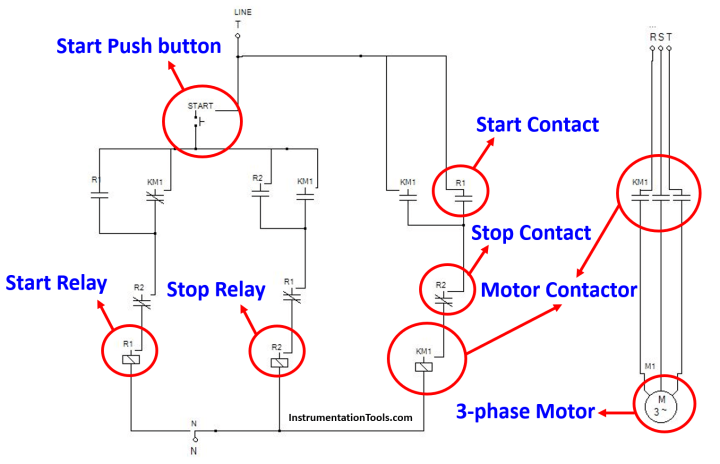 Motor Classic Control Circuits using Single Push button