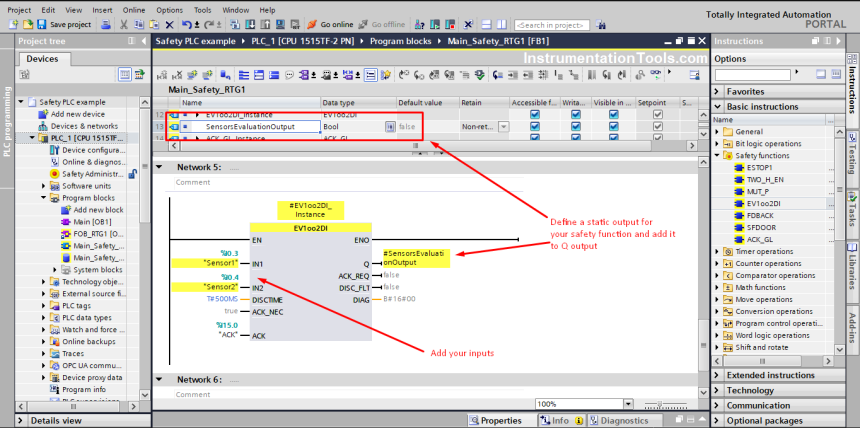 1oo2 Evaluation Safety Instruction in Safety PLC