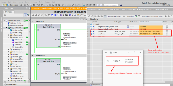 System and Local Time in PLC
