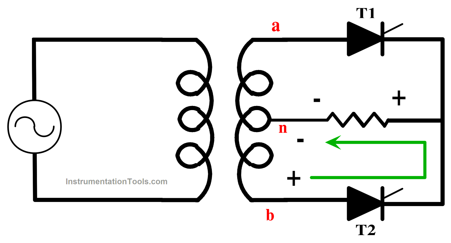 Single-Phase Mid-Point Converter - Bridge Rectifier with Center Tap