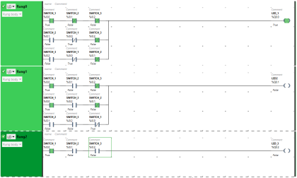 PLC Example to Control LEDs Via Switches