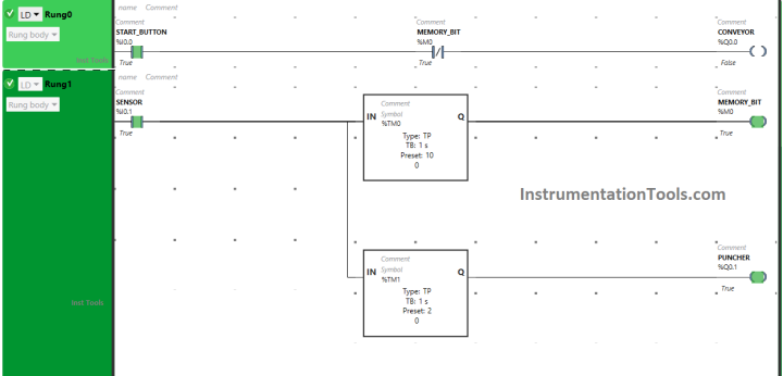 Toggle Switch & Sensor: Conveyor and Puncher PLC Program