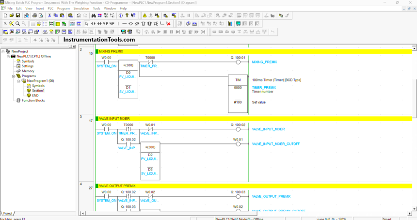 PLC Programming for Sequential Batch Mixing System