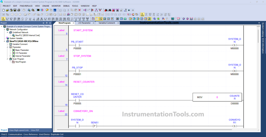 XG5000 Example of Simple Conveyor Control PLC Program
